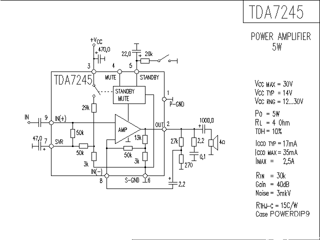 TDA7245 功率放大器电路图–电路图–电子工程世界