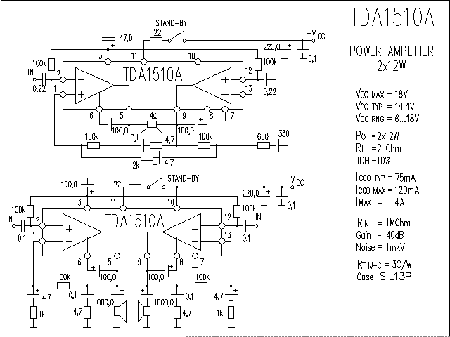 TDA1510A功放电路图–电路图–电子工程世界