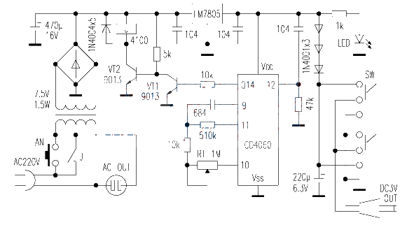 CD4060 AC power adapter with timed shutdown- Circuits - EEWORLD