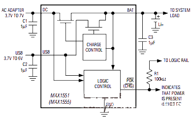 MAX1555参考设计电路|电池充电器应用电路–电路图–电子工程世界