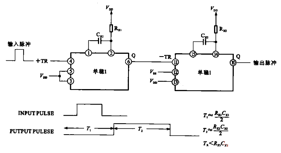 CD4098脉冲延迟和展宽电路–电路图–电子工程世界