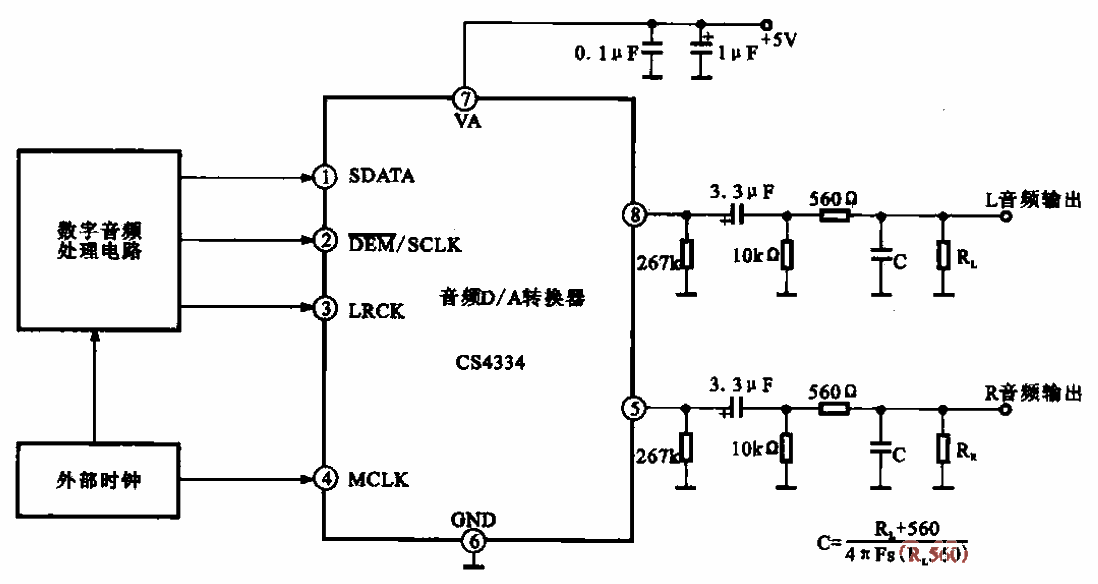 典型的影碟机的音频D-A转换器CS4334–电路图–电子工程世界